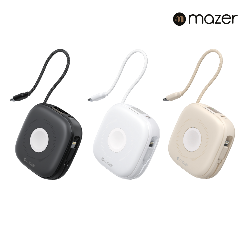 Mazer Powerbank MagLink Trio 10000mAh Built-in USB-C + Lightning Cable ...