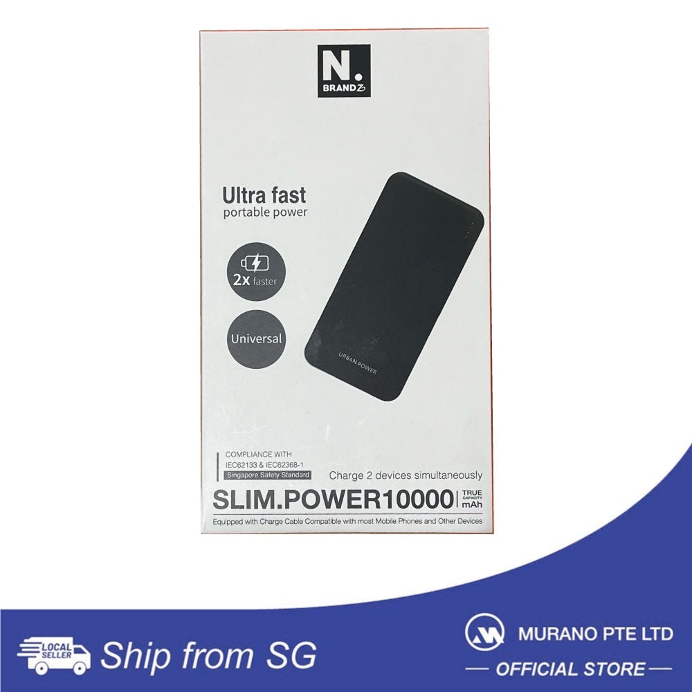 N.Brandz PowerSLIM 10000mAh/2.1A Power Bank-Black | 1 Year Warranty ...